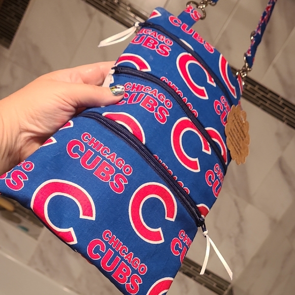 Log Cabin Quilt Studio | Bags | Chicago Cubs Blue Crossbody Bag With ...